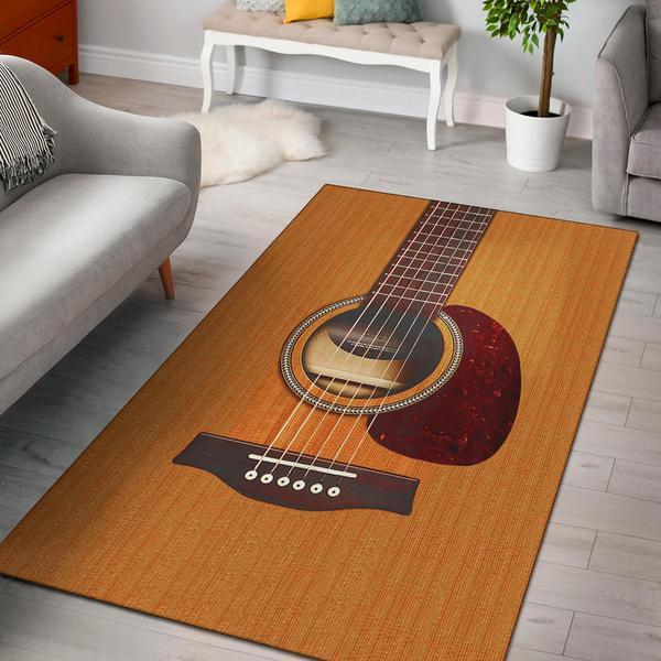 Personalized Wooden Guitar Area Rug - Bluefink