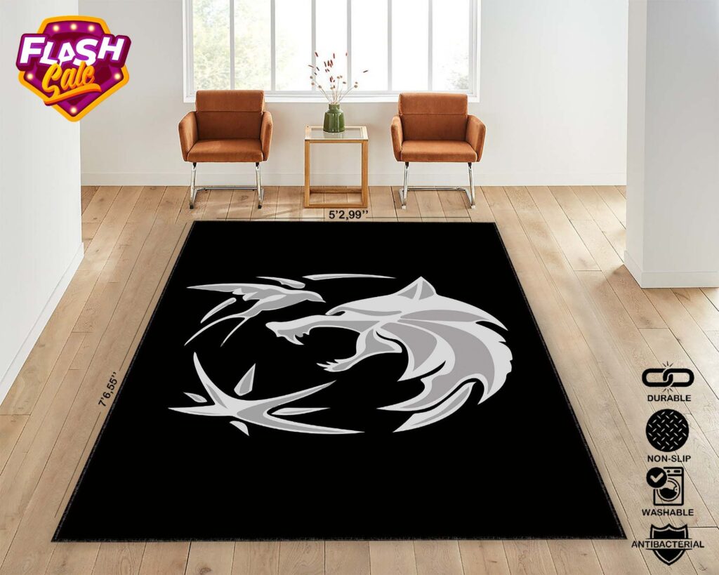 The Witcher Rug, Minimalist Fantastic Wolf Rug - Bluefink