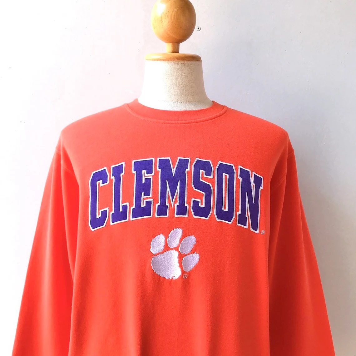 Vintage Orange Clemson University Tiger Crewneck Sweatshirt - Bluefink