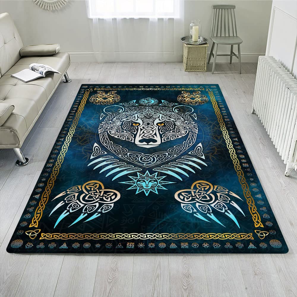 Viking Bear Celtic Norse Bear Floor Area Rug - Bluefink
