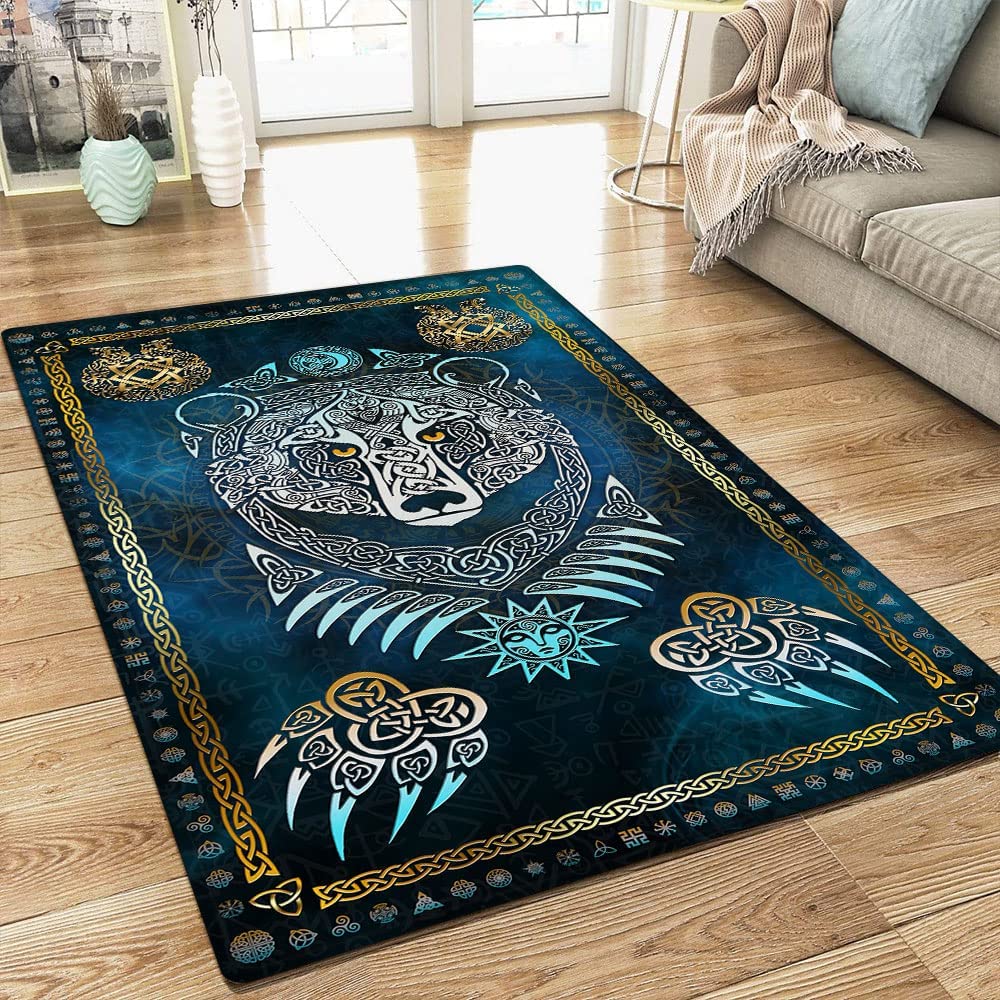 Viking Bear Celtic Norse Bear Floor Area Rug - Bluefink