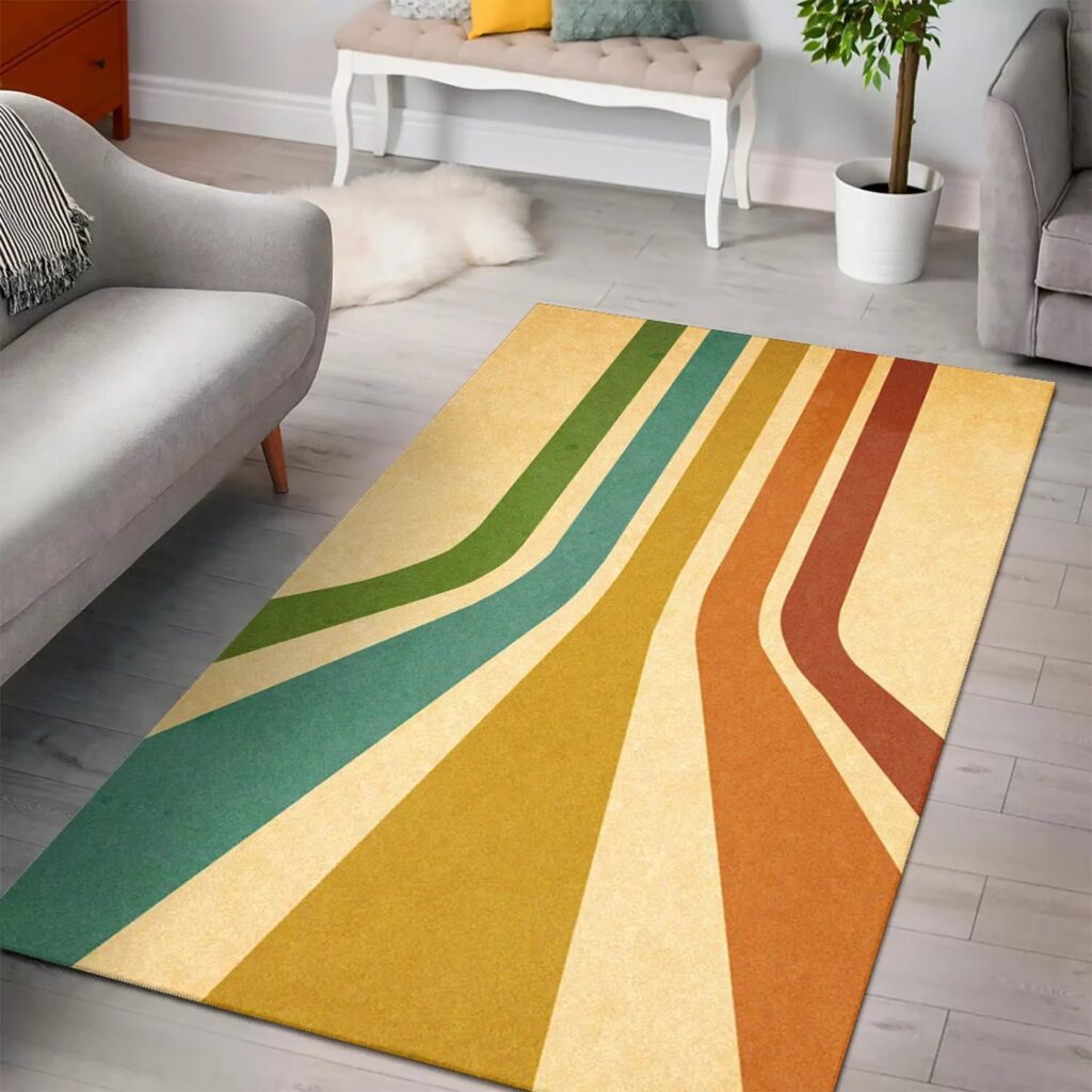 Retro Vintage 70s Style Area Rugs For 70s Home Interior Decor - Bluefink