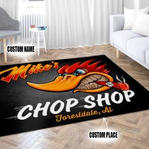Personalized Mr Horsepower Woodpecker Hot Rod Speed Shop Area Rug For ...