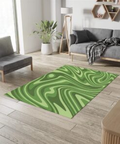 Retro Sage Green Groovy 1970s Style Area Rug - Bluefink
