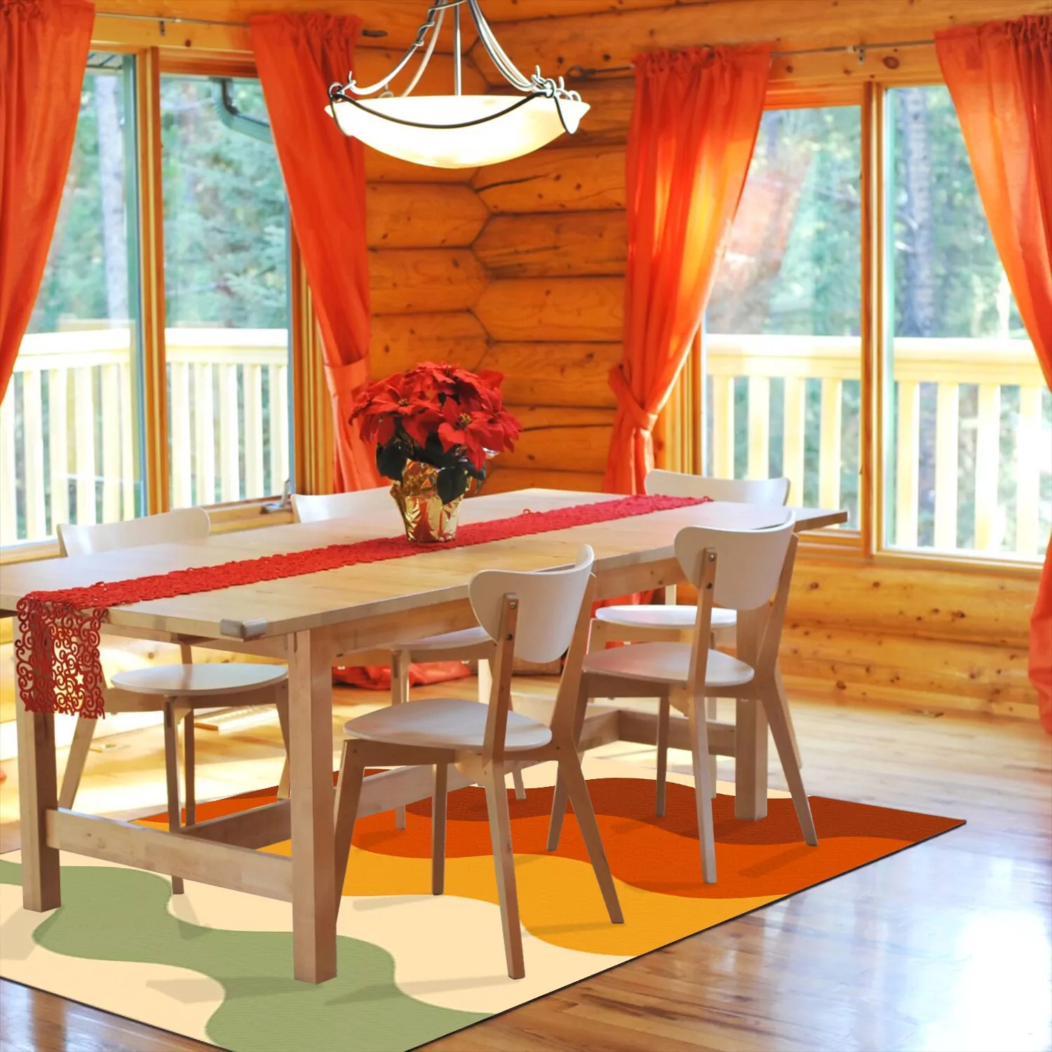 Groovy Wavy Vintage Sun Rays in 70s Style Area Rug - Bluefink