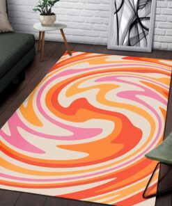 Retro Orange 70s Pattern Style Area Rug - Bluefink