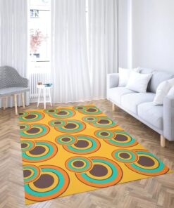 Retro Orange 70s Pattern Style Area Rug - Bluefink