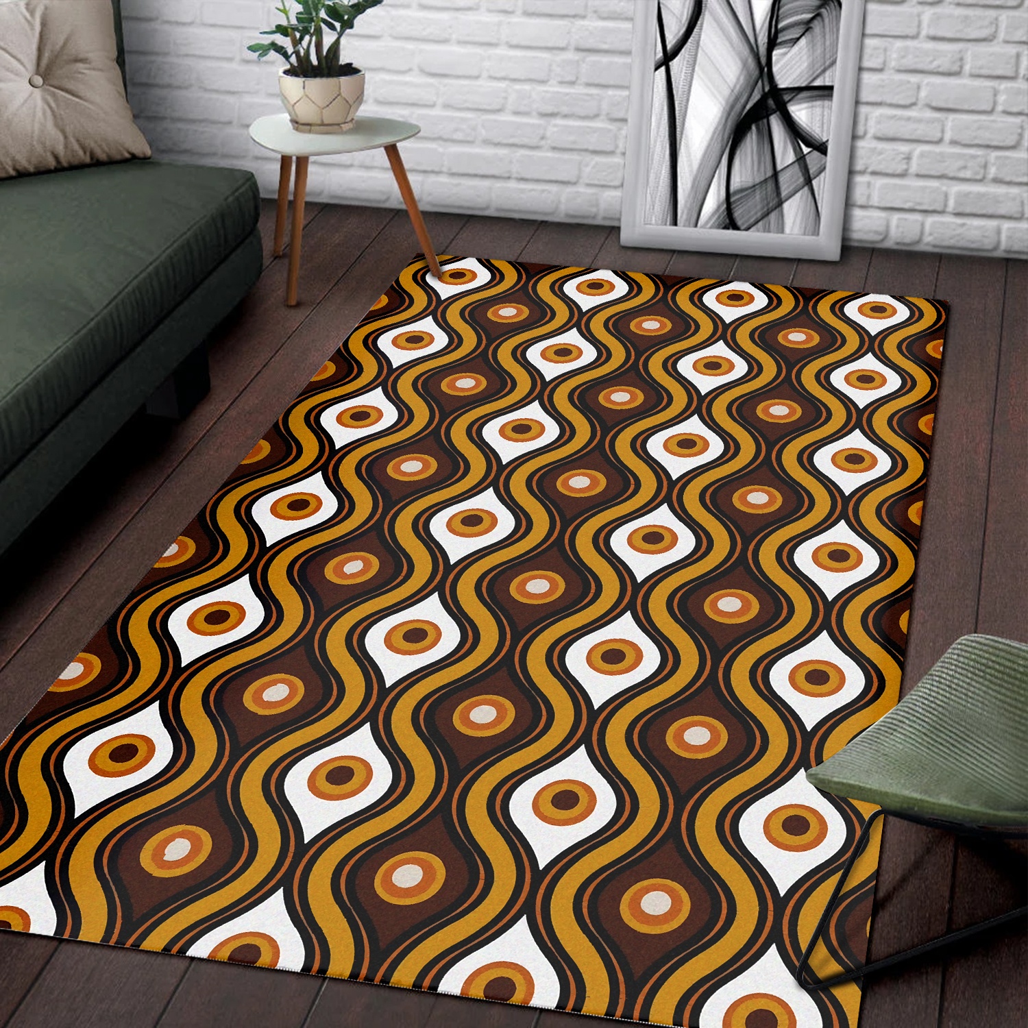 Retro 70s Style Seventies Vintage Pattern Area Rug - Bluefink