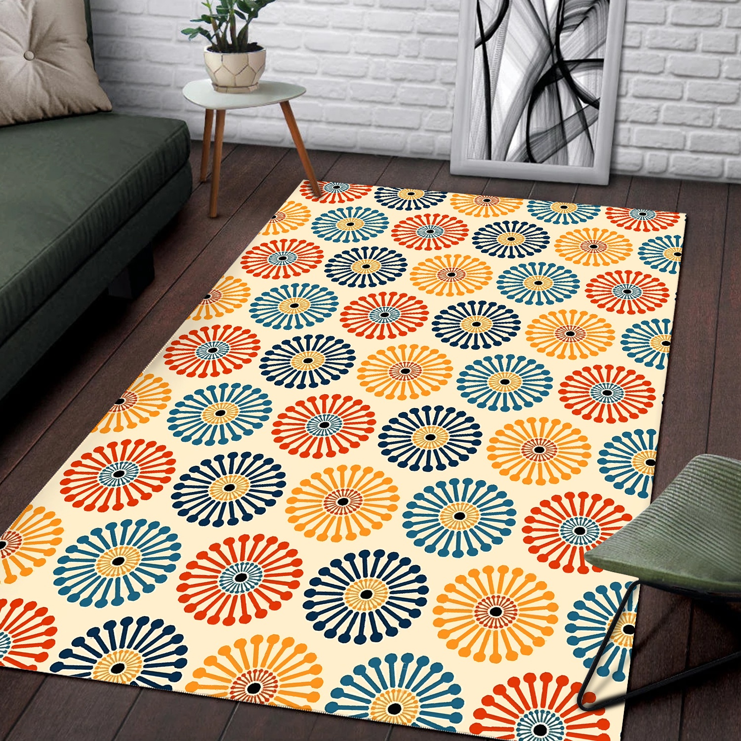 Retro Vintage Dandelion Clock Pattern 1970s Bohemian Style Area Rug ...
