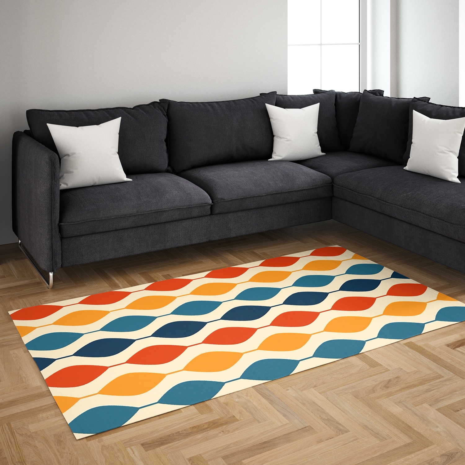 Retro Bohemian Vintage Pattern 70s Area Rug - Bluefink