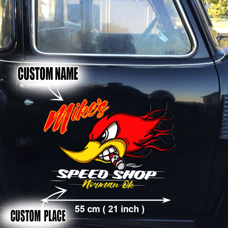 Personalized Hot Rod Garage Speed Shop Kustom Kultrure Old School ...