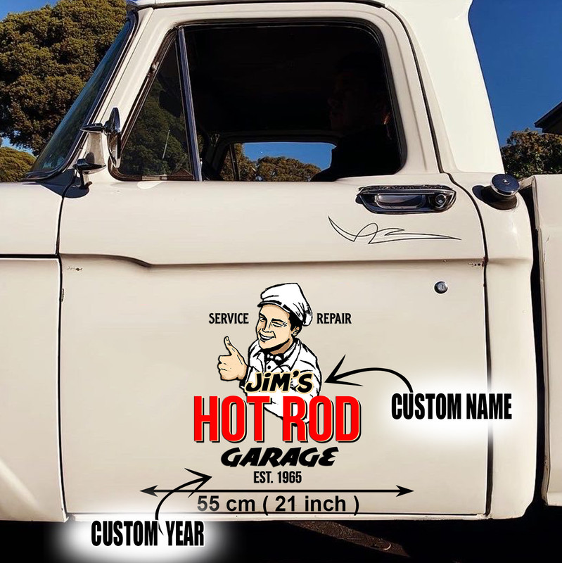 2 Pcs Personalized Hot Rod Garage Speed Shop Kustom Kultrure Old School ...