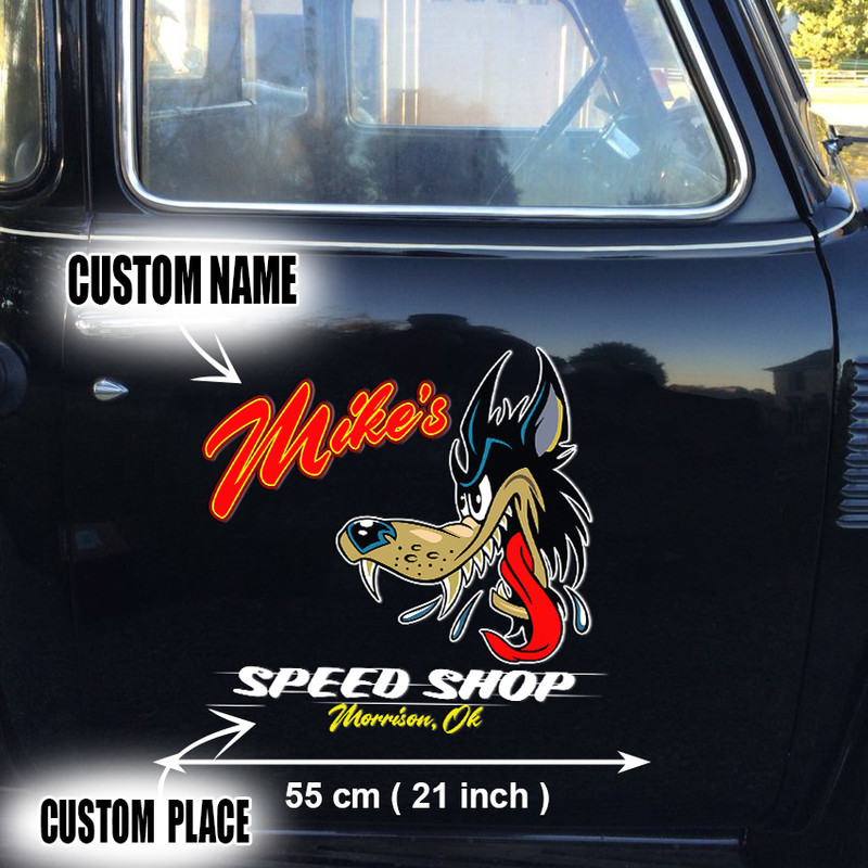 2 Pcs Personalized Hot Rod Garage Speed Shop Kustom Kultrure Old School ...