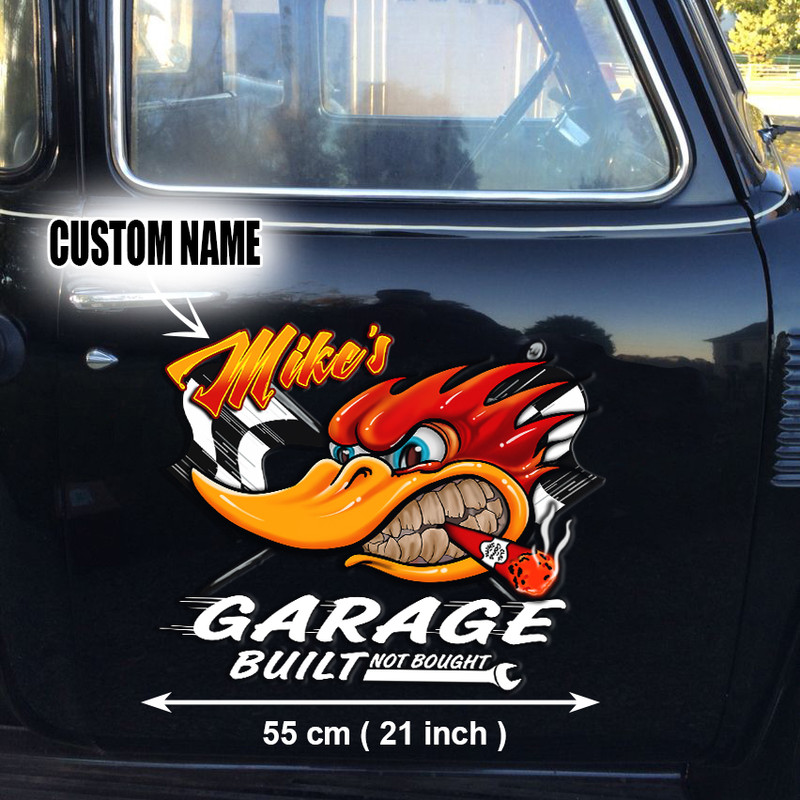 Personalized Hot Rod Garage Speed Shop Kustom Kultrure Old School Vinyl ...