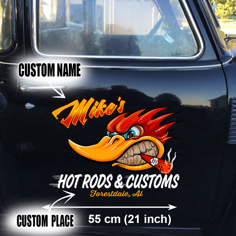 2 Pcs Personalized Hot Rod Garage Speed Shop Graphic Vinyl Decals ...
