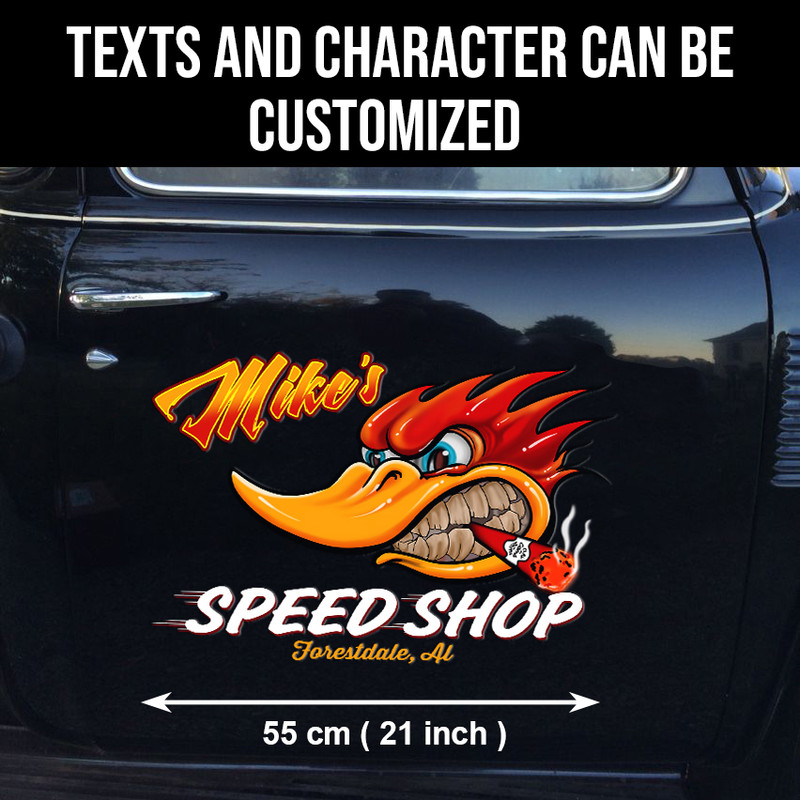 2 Pcs Personalized Hot Rod Garage Speed Shop Kustom Kultrure Old School ...