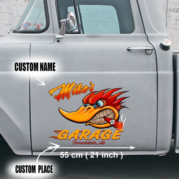 2 Pcs Personalized Hot Rod Garage Speed Shop Kustom Kultrure Old School ...