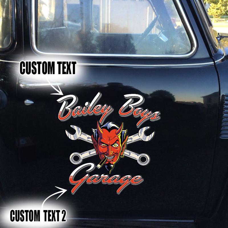 2 Pcs Personalized Pinstripe Hot Rod Garage Kustom Rat Rod Vinyl ...