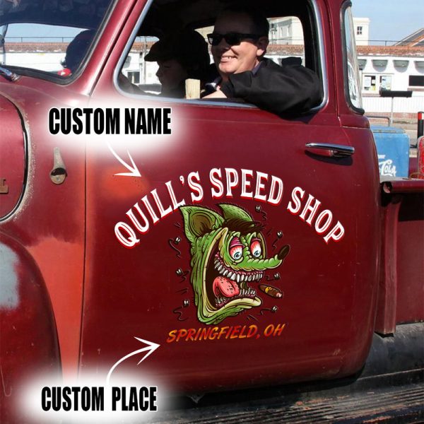 2 Pcs Personalized Hot Rod Garage Speed Shop Rat Fink Decals For Cars ...