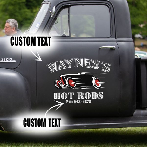 2 Pcs Personalized Hot Rod Lettering Speed Shop Garage Vinyl Stickers ...