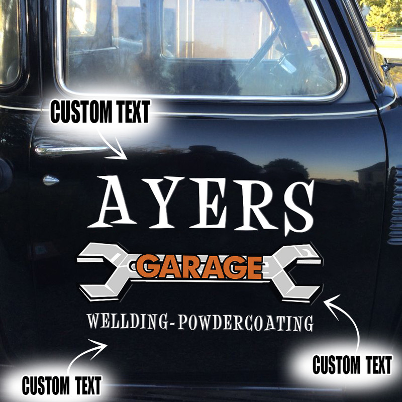 2 Pcs Personalized Garage Hot Rod Vinyl Stickers - Bluefink