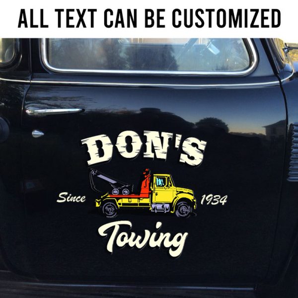 2 Pcs Personalized Towing Hot Rod Door Art Lettering Vinyl Stickers ...
