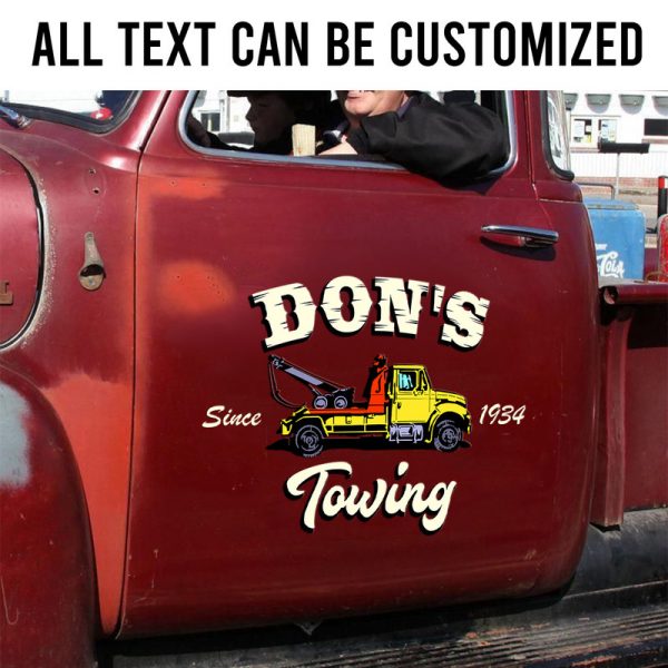 2 Pcs Personalized Towing Hot Rod Door Art Lettering Vinyl Stickers ...