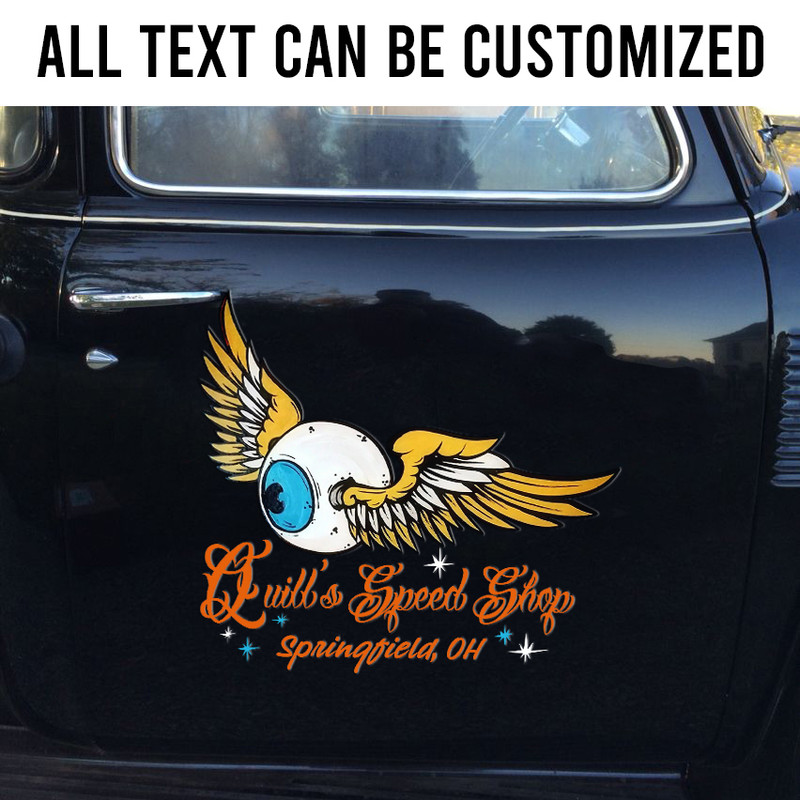 2 Pcs Personalized Eye Ball Hot Rod Kustom Garage Low Brow Art Car Door ...