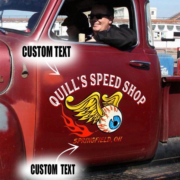 2 Pcs Personalized Flying Eyeball Hot Rod Garage Pinstriping Vinyl ...