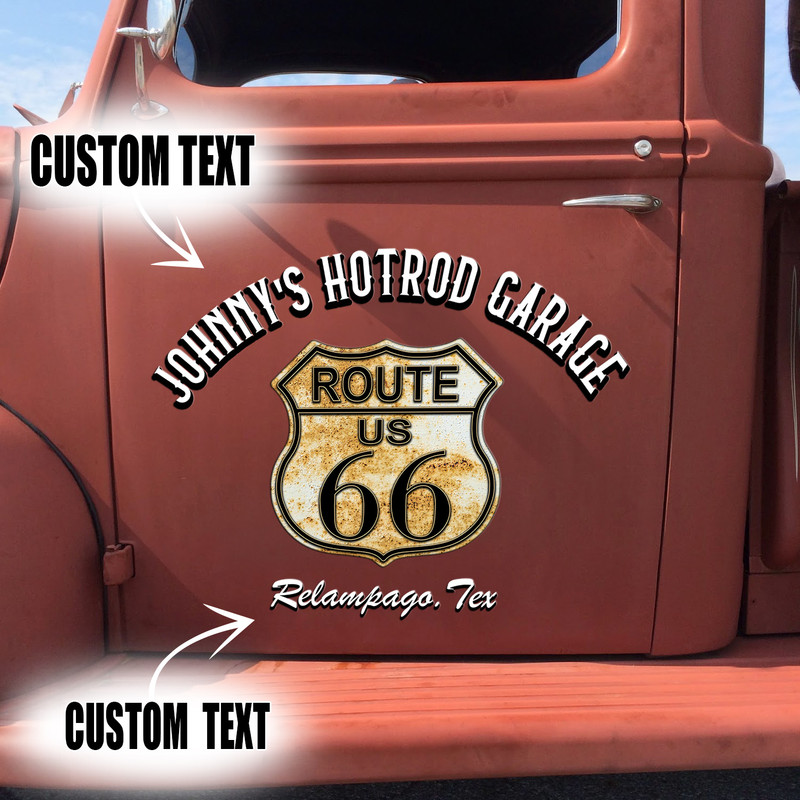 2 Pcs Personalized Route 66 Hot Rod Garage Speed Shop Pinstriping ...