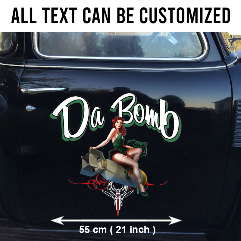 2 Pcs Personalized Hot Rod Garage Pinup Girl Bomber Pinstriping Vinyl ...