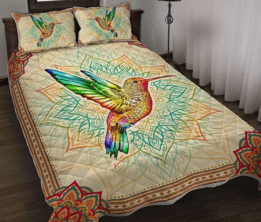 Hummingbird Mandala Native Quilt Bedding Set - Bluefink