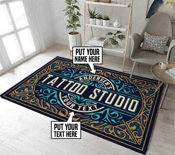 Personalized Tattoo Studio Rectangular Rugs Home Decor - Bluefink