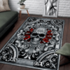 Tattoo Skull Metal Area Rectangular Rug Home Decor - Bluefink