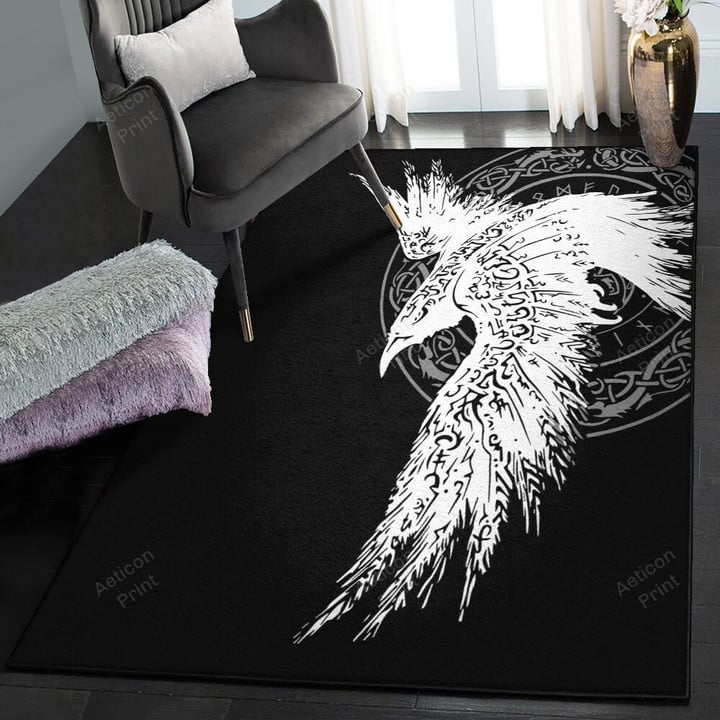 Crow Modern Viking Style Mystical Raven Tattoo Special Rugs For Living ...