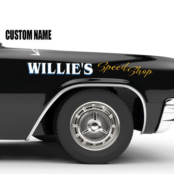 2 Pcs Personalized Hot Rod Garage Hot Rod Lettering Hood Cover Vinyl ...