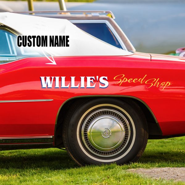2 Pcs Personalized Hot Rod Garage Hot Rod Lettering Hood Cover Vinyl ...