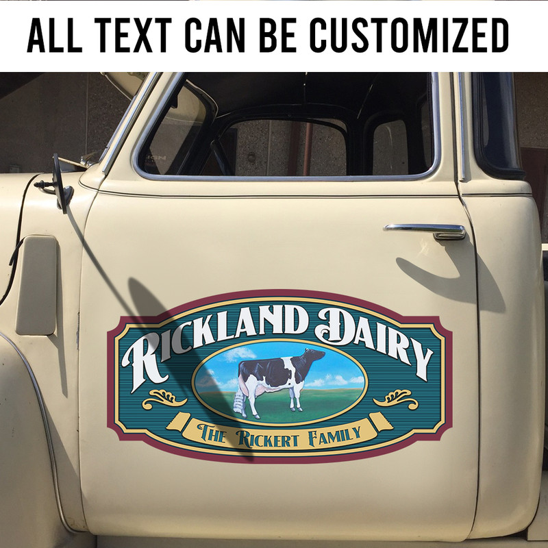 2 Pcs Personalized Farmer Dairy Farm Truck Lettering Hot Rod Vinyl ...