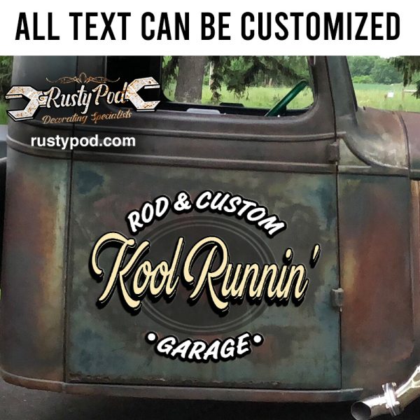 Personalized Hot Rod Lettering Vinyl Sticker Set 02 Pcs - Bluefink