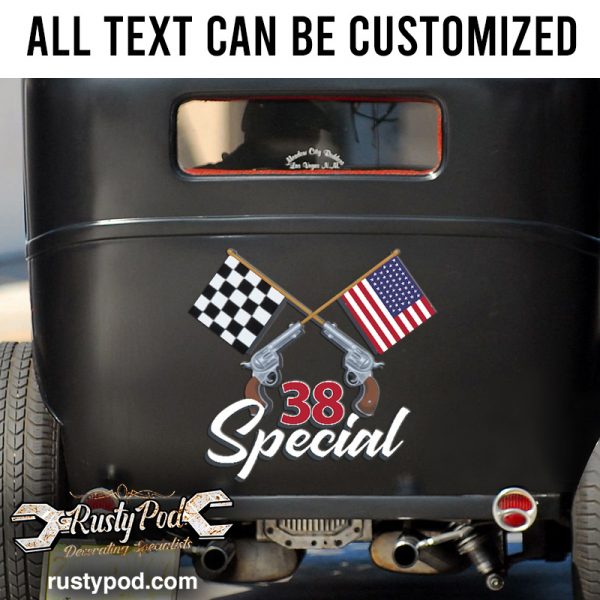 Personalized Racing Flag Vinyl Sticker Set 02 Pcs - Bluefink