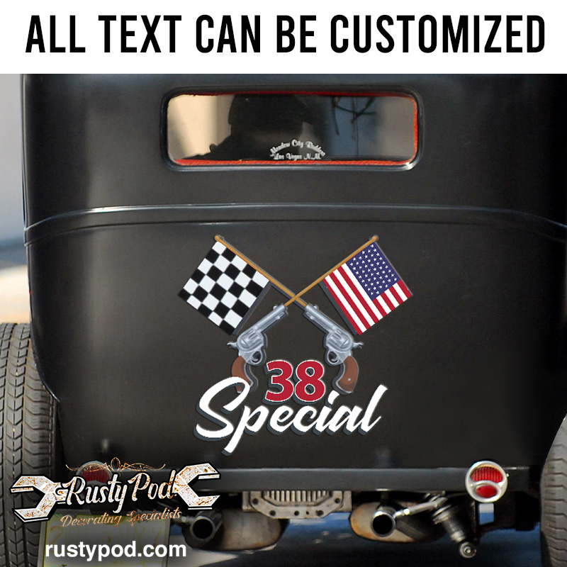 Personalized Racing Flag Vinyl Sticker Set 02 Pcs - Bluefink