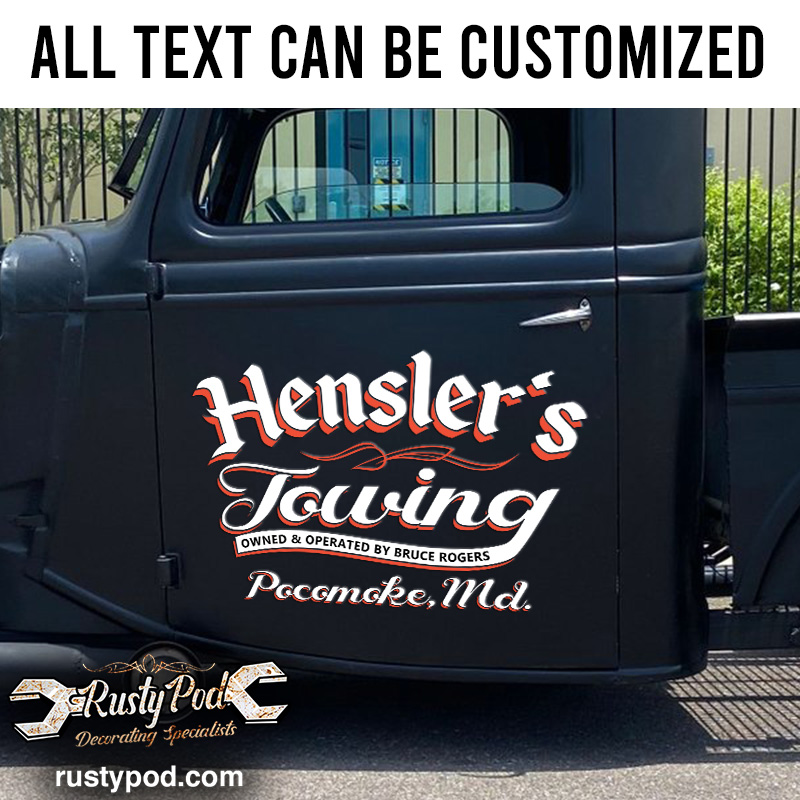 Personalized Towing Truck Lettering Vinyl Sticker Set 02 Pcs - Bluefink