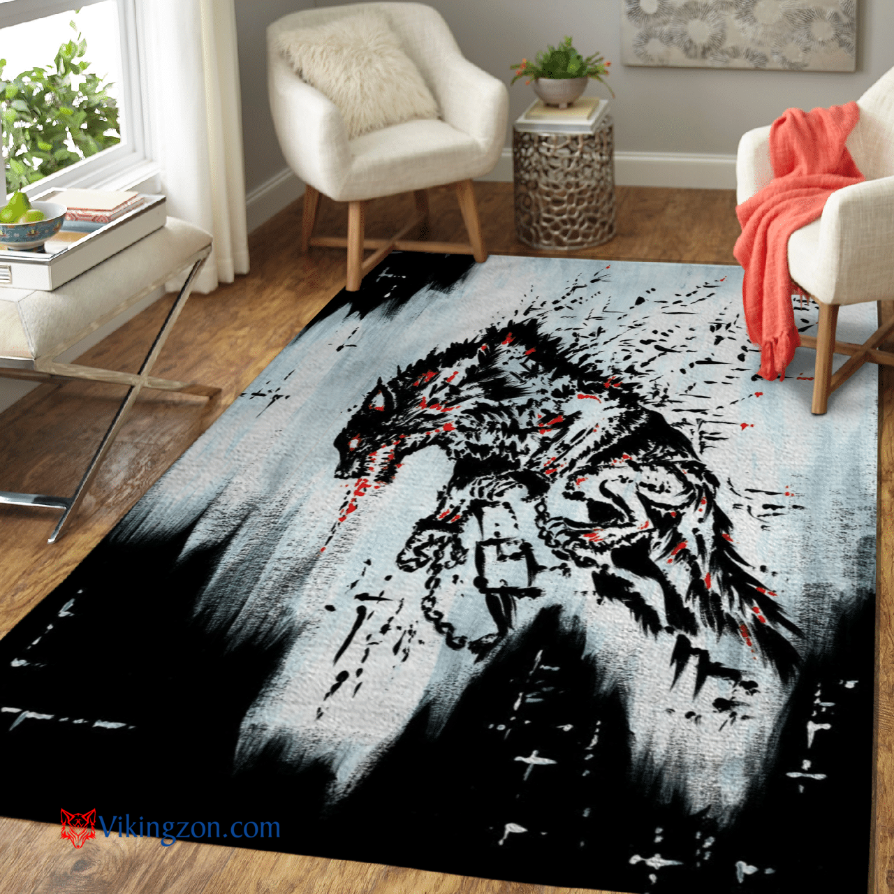 Fenrirorse Mythology Viking Area Rug - Bluefink