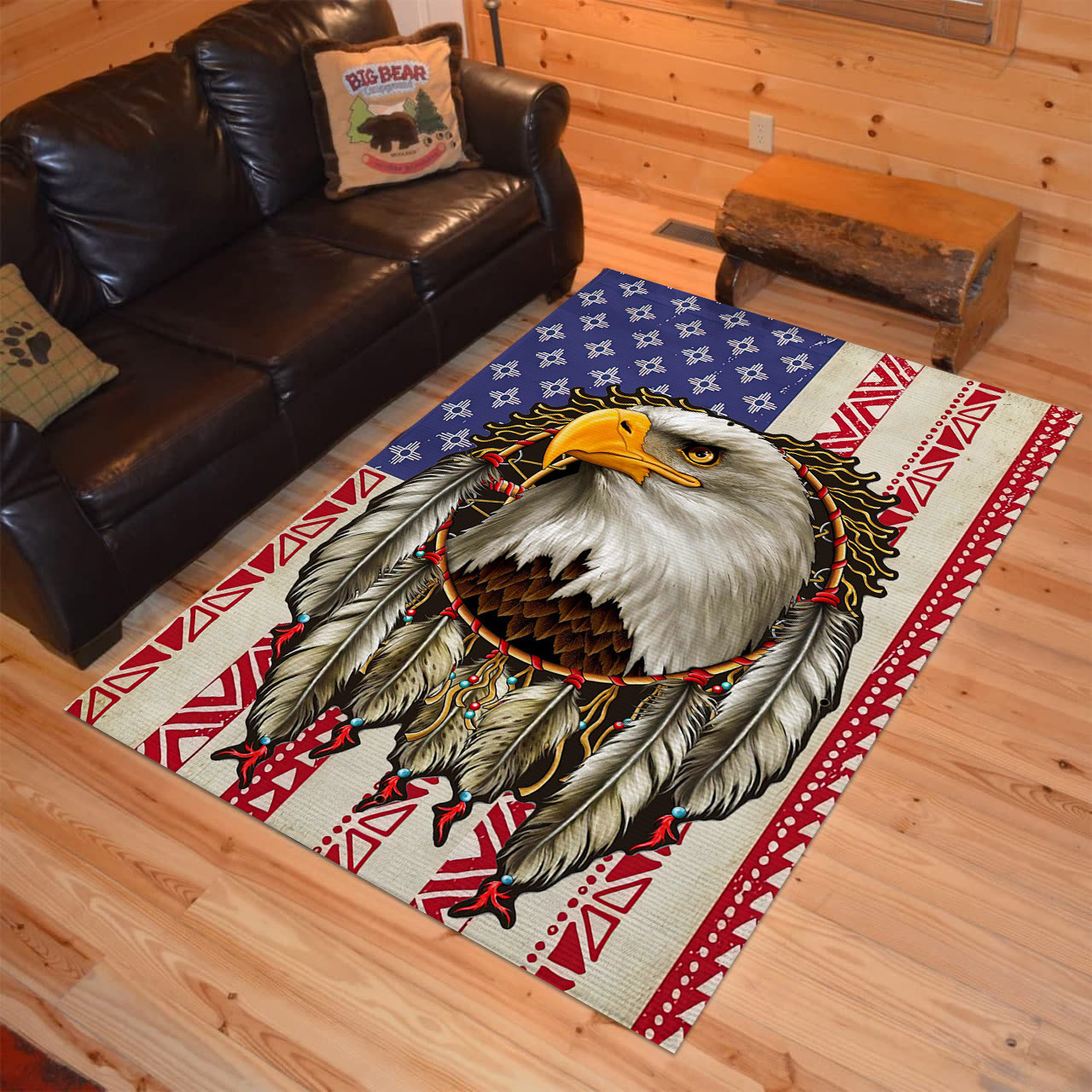 Personalized Eagle Dreamcatcher Native American Area Rugs - Bluefink