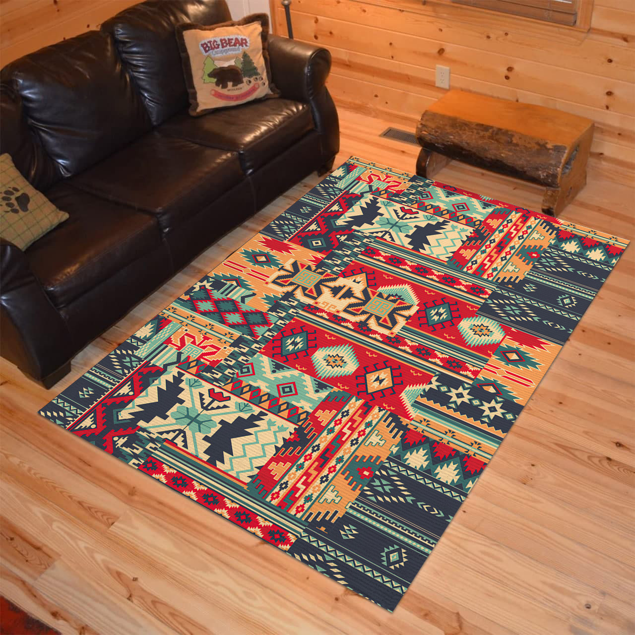 Personalized Traditional Native American Style Fabric Patchwork Area