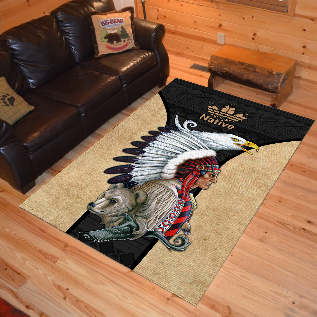 Personalized Wolf eagle Animals Symbol Native American Area Rugs - Bluefink