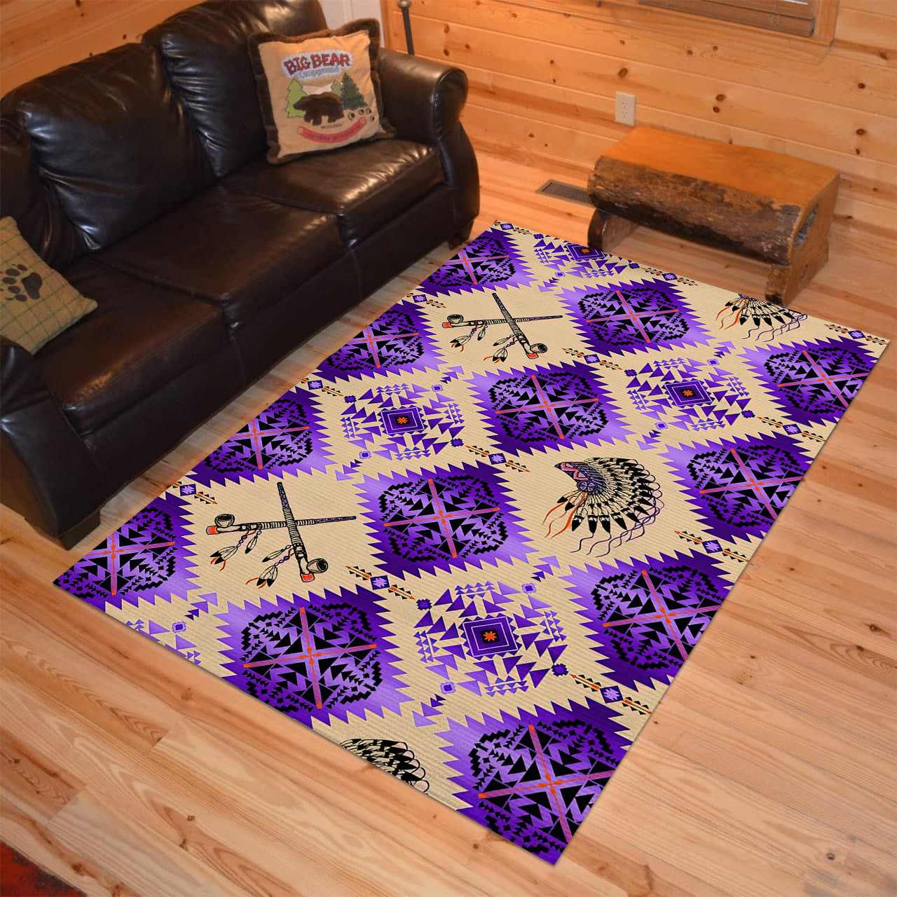 Personalized Native Spirit Headdress Pipe Purple Native American Area ...