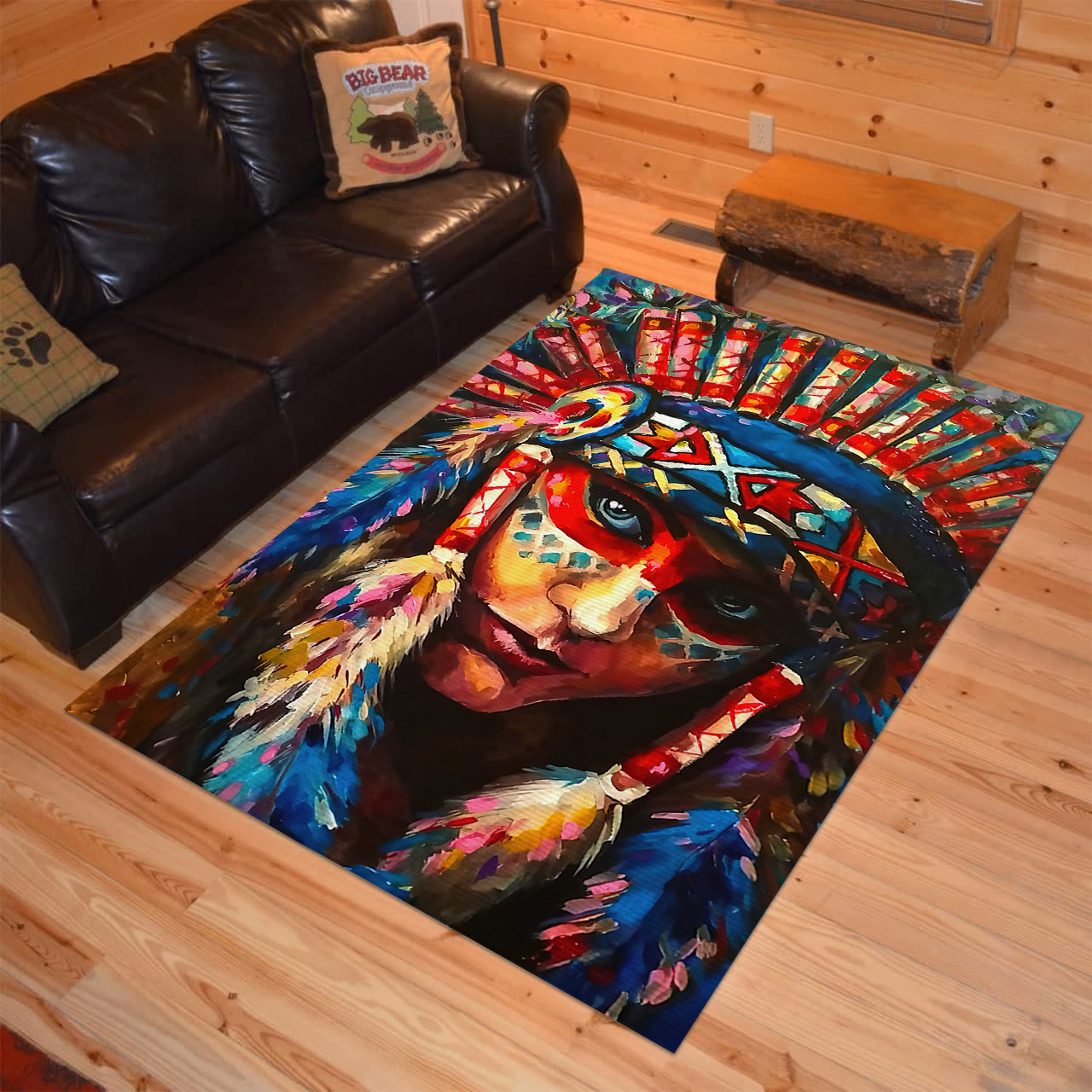 Personalized Native Girl Unique Native American Area Rugs - Bluefink