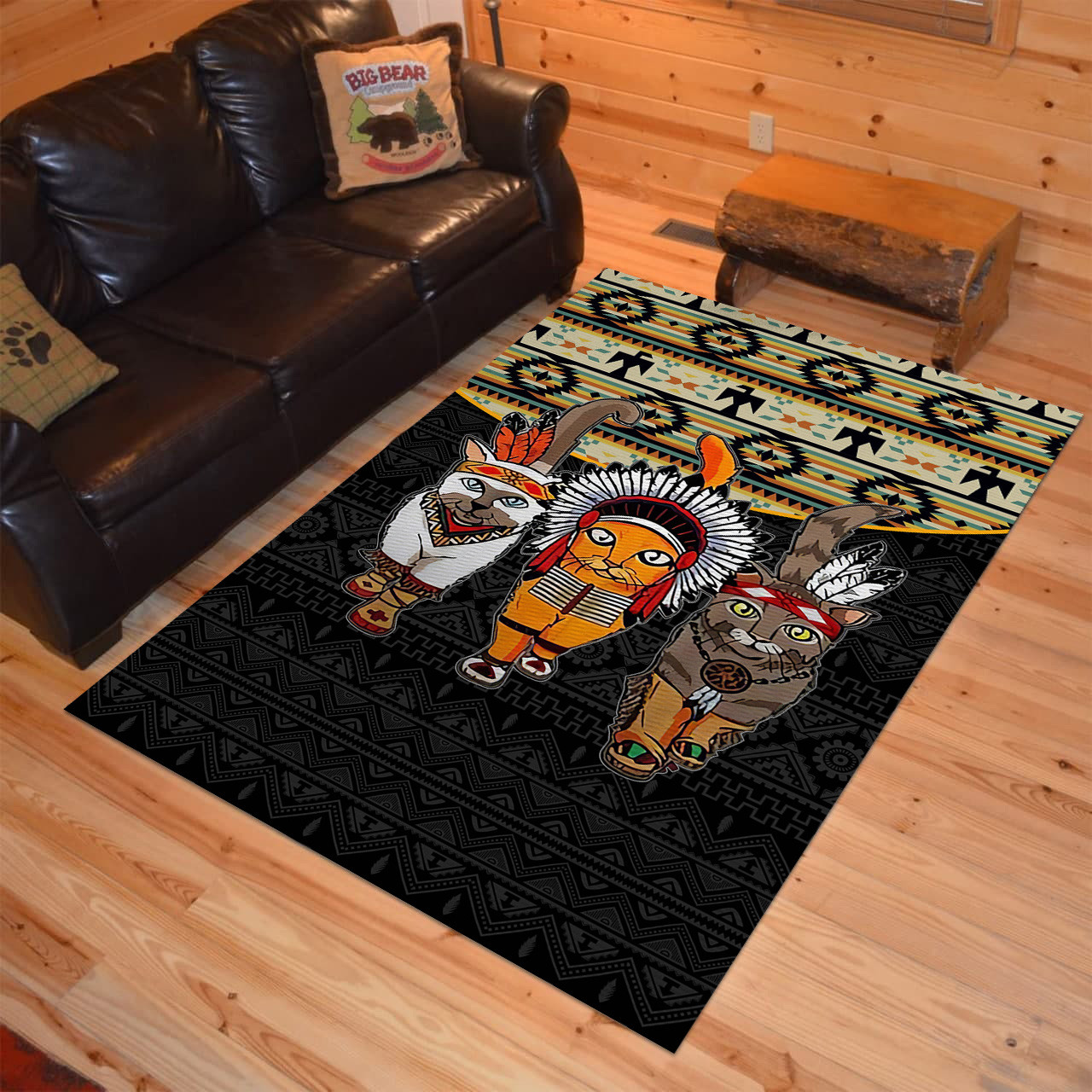 Personalized Ameican Indian Tribal Cat Symbol Native American Area Rugs ...