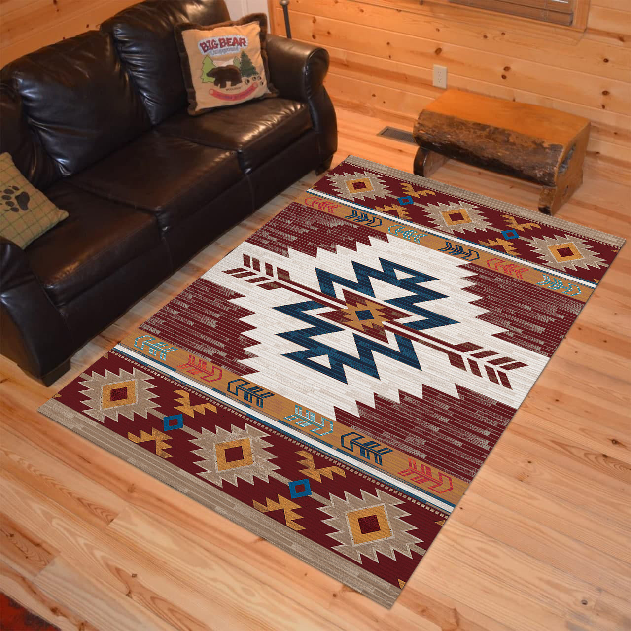 Personalized Southwestern Red Native American Area Rugs - Bluefink